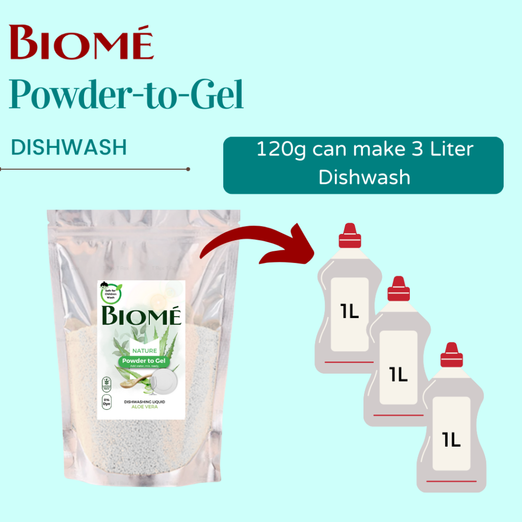 BIOMÉ Powder-to-Gel Dishwash Soap Aloe Vera | Lemon | Lime – 120g (3L ...