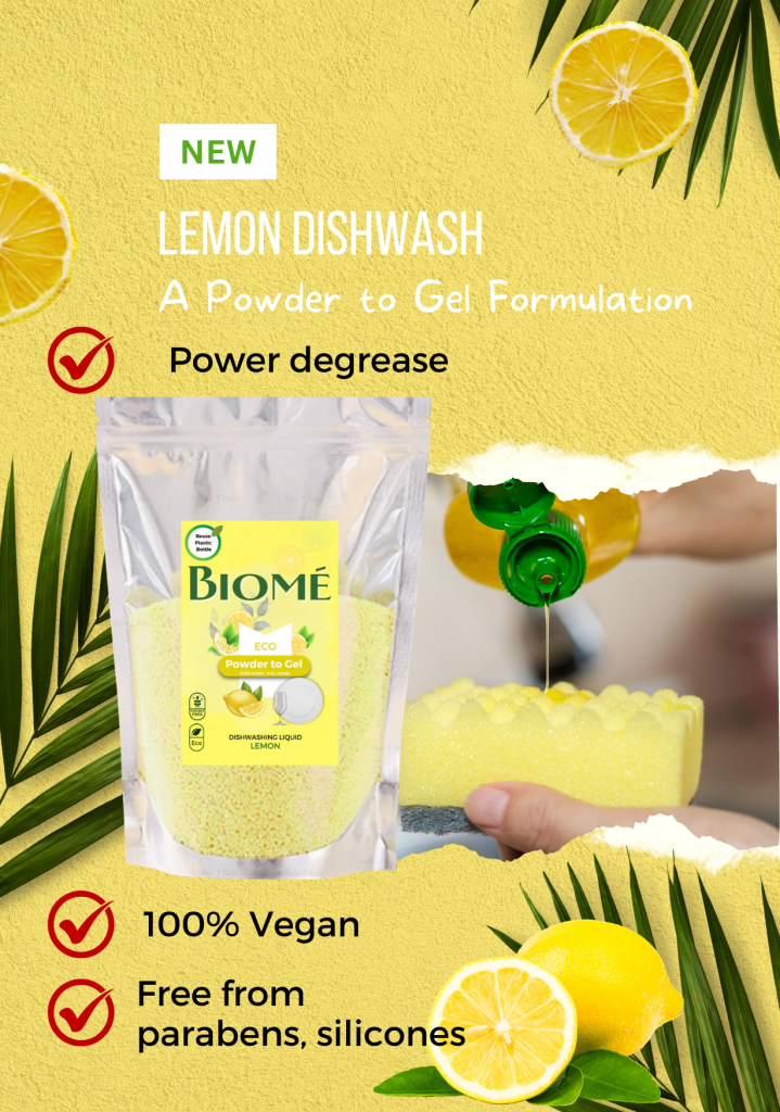 BIOMÉ Powder-to-Gel Dishwash Soap Aloe Vera | Lemon | Lime – 120g (3L ...